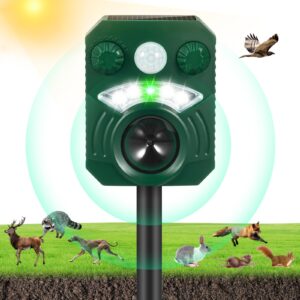 1pcs ultrasonic animal repellent outdoor solar animal repeller with motion sensor&led strobe light cat repellent outdoor deer repellent devices waterproof dog repellent skunk repellent for yard farm