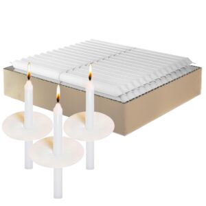 simply soson vigil white taper candles bulk - 112 church candles with drip protectors - white candles, ritual candles, memorial candles, tapered candles