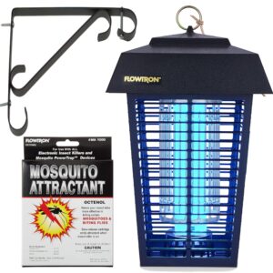 flowtron bug zapper, 1 acre of outdoor coverage with powerful 40w bulb & 5600v instant killing grid with mounting bracket & mosquito attractant cartridge