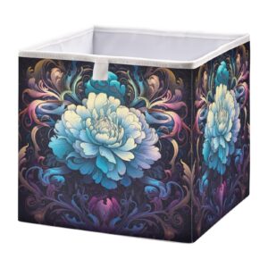 xigua storage basket blue mandala foldable storage bin 11 x 11 x 11 inches cube storage baskets box for shelves closet laundry nursery bedroom home decor