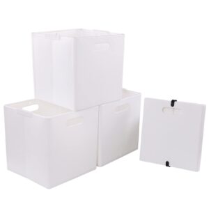 bringer plastic collapsible storage cubes, white cube organizer bins, 4-pack