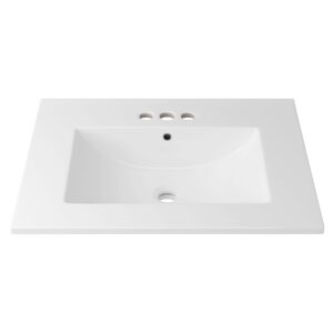 eridanus 24"x18¼" bathroom sink with three holes (4inch centerset), ceramic bathroom vanity sink top with overflow, drop in bathroom vessel sink rectangle ideal for small spaces ‎- glossy white