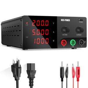 nice-power variable dc power supply 200v 5a 1000w, high power benchtop power supply with encoder adjustable switching voltage regulator, benchtop laboratory power supply with built-in intelligent fan