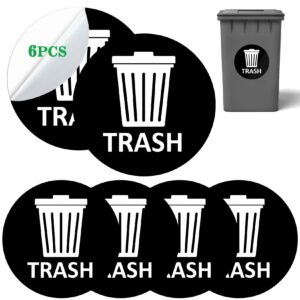 sukh 6 pcs trash sticker - recycle stickers for trash can adhesive trash sign trash can labels trash and recycling stickers for trash can for trash cans indoor & outdoor (black)