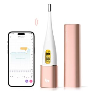 femometer smart basal thermometer, intelligent bbt thermometer with bluetooth and backlight, fertility monitor period tracker, sync with femometer app, gold