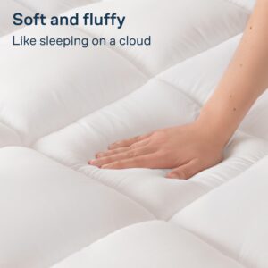 Cloud-Like Twin Mattress Topper - 100% Cotton Top Mattress Pad for Back Pain Relief - Breathable & Naturally Cooling for Hot Sleepers - Machine Washable