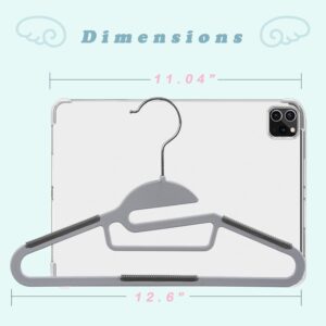 BAGAIL Kids Plastic Hangers S-Slide 50 Pack 12.6" Non-Slip Hangers 360° Swivel Hook Protect Collar Space Saving for Children Infant/Toddler Pants Coat-Light Grey