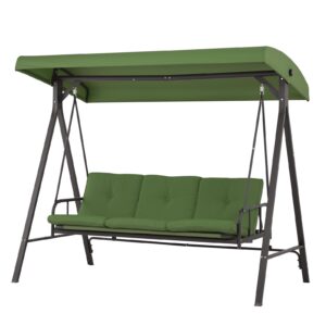 bps 3-person patio porch swing chair, outdoor patio swing hammock with adjustable,backrest and canopy for patio, garden, poolside, balcony - green