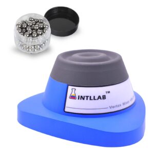 intllab mini vortex mixer with touch function, lab mixing, nail polish,eyelash adhesives and acrylic paints mixing, lab vortexer for tubes,include 120 pcs stainless steel mixing balls