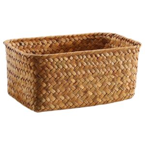 aboofan seagrass storage basket woven seagrass desktop basket rectangular organizer box