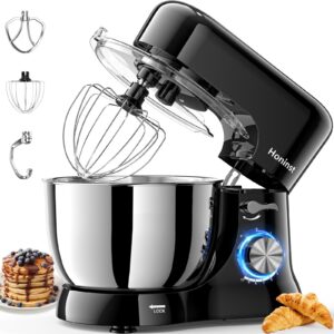 honinst stand mixer，3-in-1 10-speed 5.5qt tilt-head food mixer，electric mixer with bowl, dough hook, whisk and beater，kitchen mixer for baking, cake and most home cooks, black