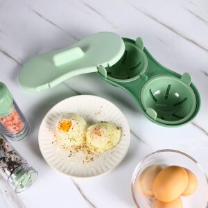 2 Cavity Microwave Egg Cooker, Breakfast Double Row Egg Cooker, Poached Egg Cup Kitchen Cooking Gadgets (Light Blue)