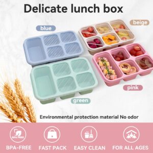 RFSLDUN Bento Lunch Box with Reusable, 5 Compartment Bento Box for 4 Pack, Bento Snack Containers for Travel and Work