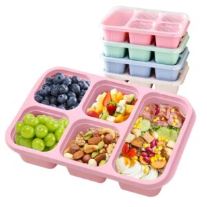 rfsldun bento lunch box with reusable, 5 compartment bento box for 4 pack, bento snack containers for travel and work