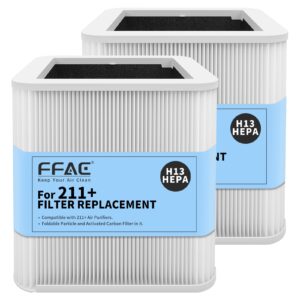 2 pack 211+ filter replacement compatible with 211+ air purifier, 2-in-1 h13 211+ hepa filter and activated carbon filter