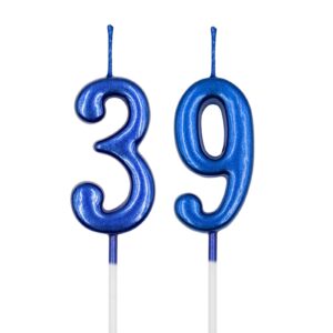 39th & 93rd birthday candles, blue number 39 93 candle for cake, happy birthday cake topper decoration for birthday anniversary celebration party supplies