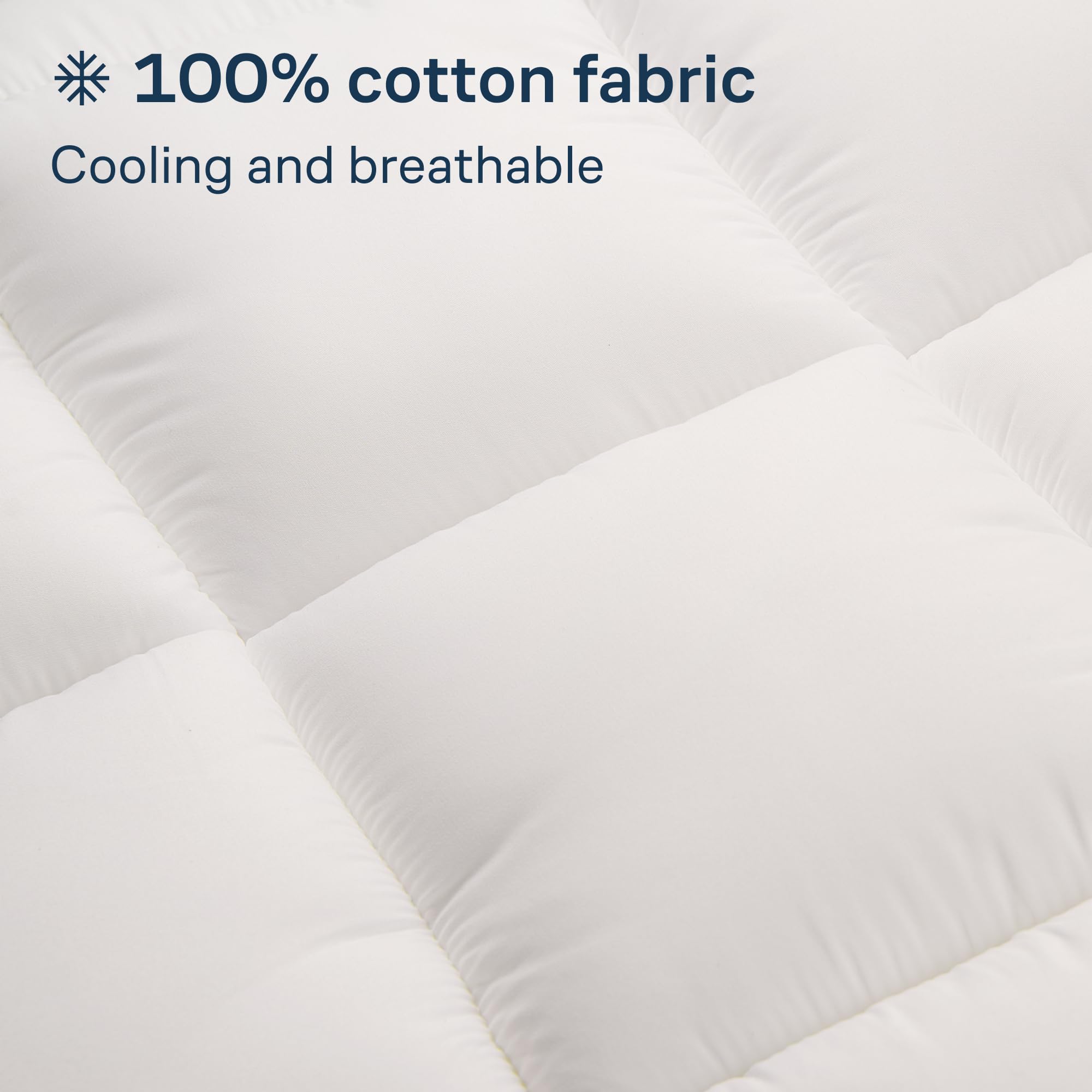 Cloud-Like Twin Mattress Topper - 100% Cotton Top Mattress Pad for Back Pain Relief - Breathable & Naturally Cooling for Hot Sleepers - Machine Washable