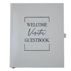 paper 'n such guest book for vacation home - visitor guest book for short term rentals, vacation rental, beach house, host essentials, hardcover welcome log - 7.5x9 off white neutral color