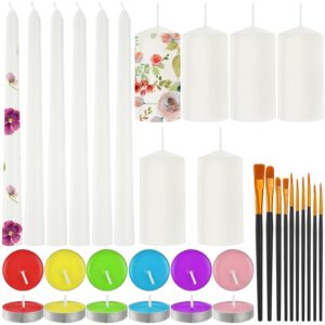 conelist 72 diy candle painting kit candles crafts activity include 6 pillar candles 6 taper candles 60 colored tealight candles for wedding christmas gifts birthday tea party favors