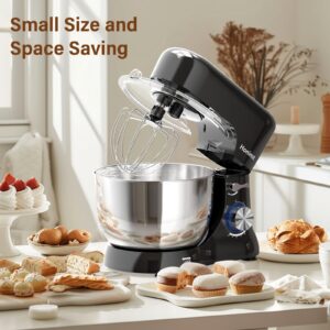 Honinst Stand Mixer，3-In-1 10-Speed 5.5QT Tilt-Head Food Mixer，Electric Mixer with Bowl, Dough Hook, Whisk and Beater，Kitchen Mixer for Baking, Cake and Most Home Cooks, Black