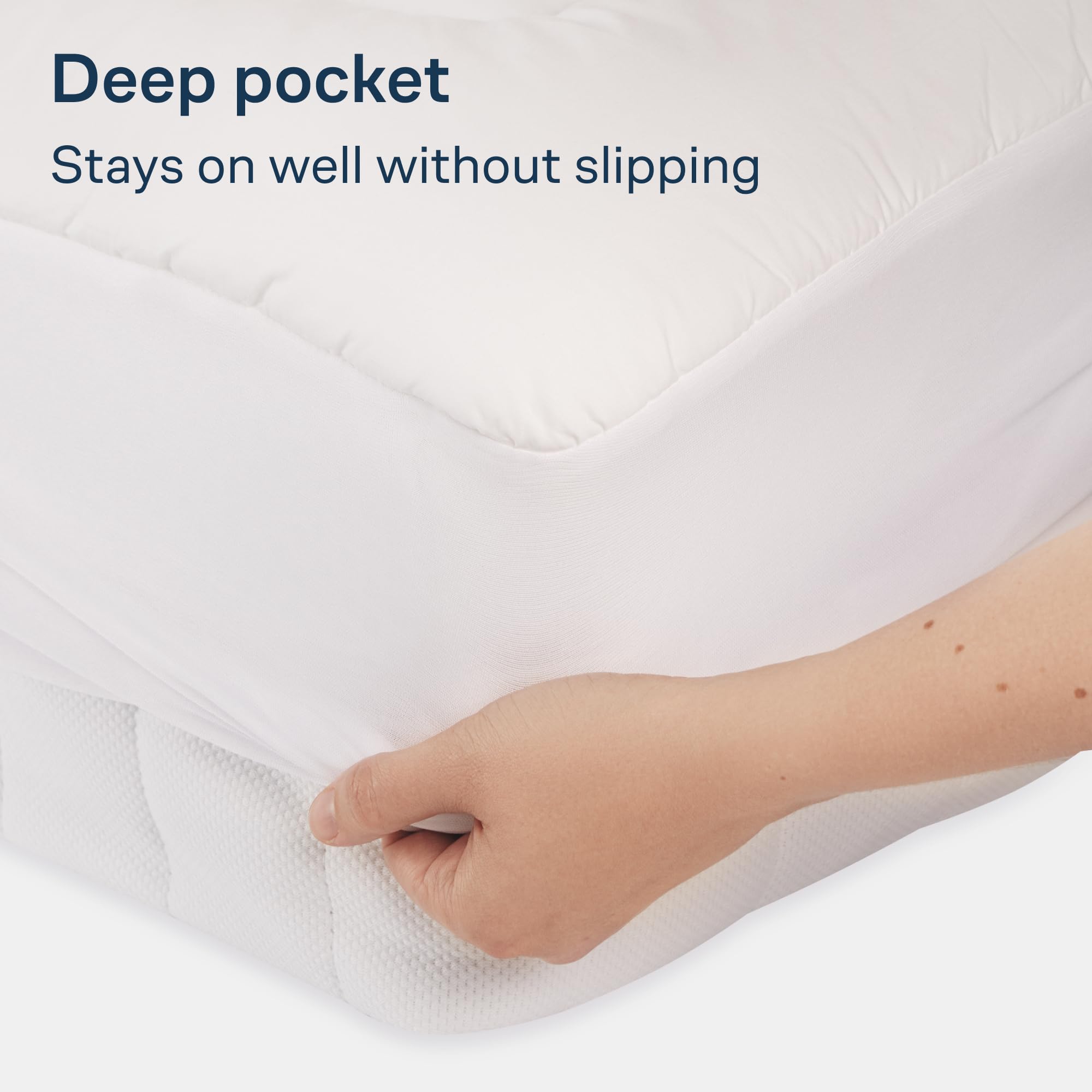 Cloud-Like Twin Mattress Topper - 100% Cotton Top Mattress Pad for Back Pain Relief - Breathable & Naturally Cooling for Hot Sleepers - Machine Washable