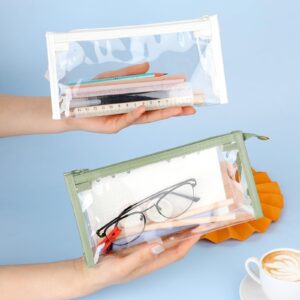 salbsever 4 Pcs Clear Pencil Bag Pencil Case with Zipper Pen Pouch Transparent Marker Pouch Pencil Case Travel Toiletry Cosmetic Makeup Bag Pencil Storage Bag Multifonction Organizer Bag for Adults