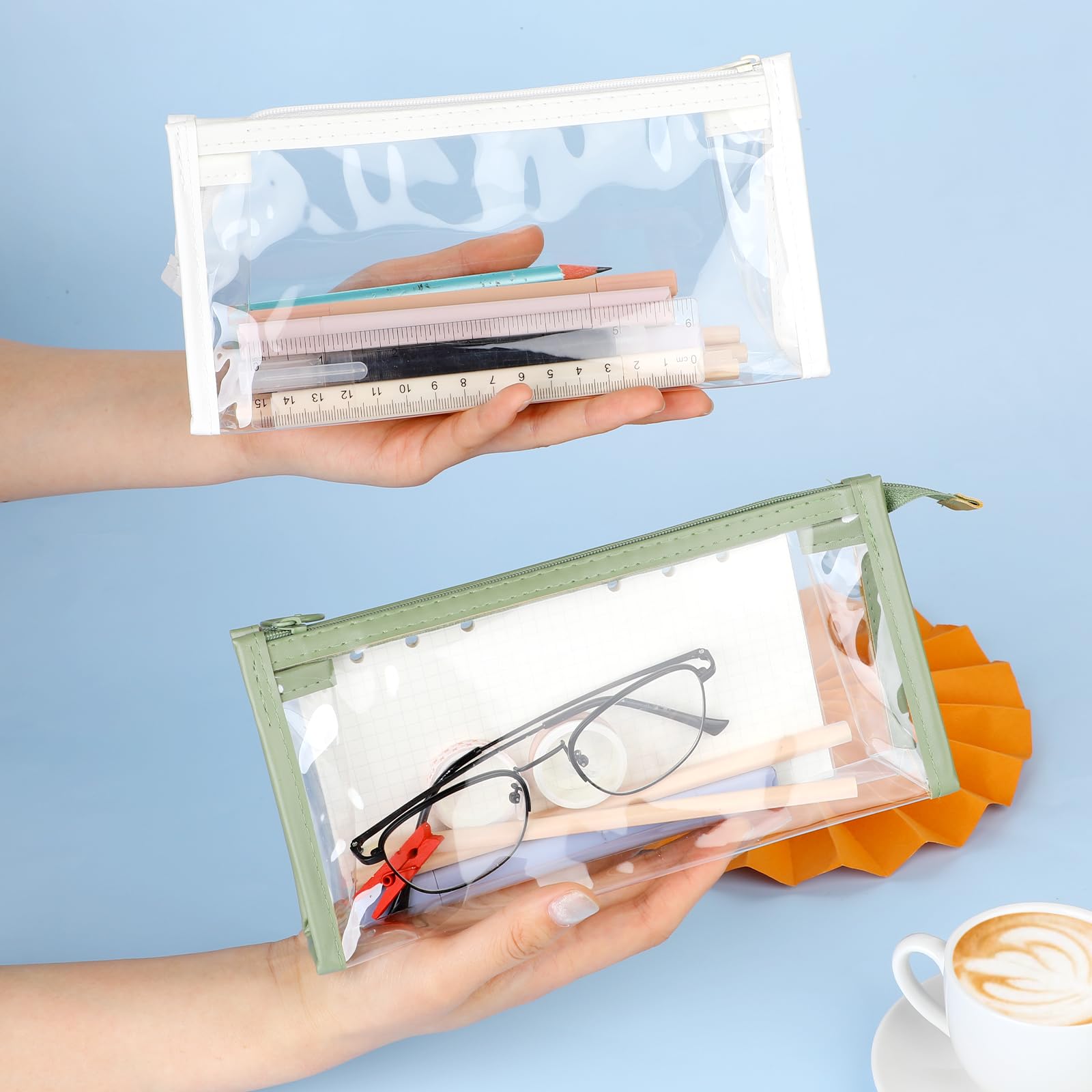 salbsever 4 Pcs Clear Pencil Bag Pencil Case with Zipper Pen Pouch Transparent Marker Pouch Pencil Case Travel Toiletry Cosmetic Makeup Bag Pencil Storage Bag Multifonction Organizer Bag for Adults