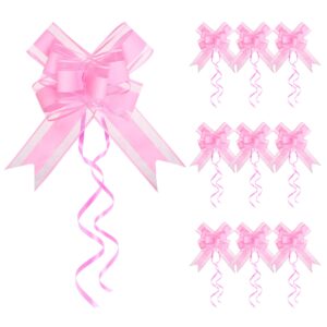 lystaii 10 pcs large pull bows wrapping ribbon pull bows gift bows for birthday presents wedding gift baskets presents package bow decoration (pink)