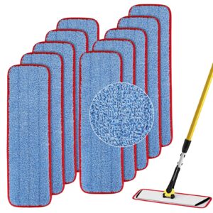 replacement microfiber pad for rubbermaid commercial 18.5 inch mop head - 10 pack wet & dry commercial cleaning refills reusable mop refills fit for any microfiber flat mop system 18.5"