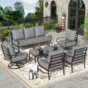 amopatio patio furniture set, 7 pieces metal outdoor furniture, patio conversation sofa sets with 5.75" extra thick cushion for backyard deck, grey（include waterproof covers ）