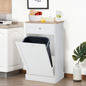 mdeam tilt out trash cabinet 10 gallon hidden trash garbage can cabinet for kitchen,living room,white