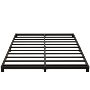 yusenheei 4 inch king size bed frame, heavy duty metal platform low king bed frame, no box spring needed, noise free, easy assembly, black