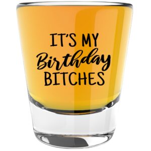 litgifts its my birthday shot glass, 21st birthday gifts for her, 21st birthday shot glass for her, birthday glasses for women, 1.75 ounce shot glass in black, small