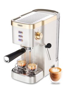 gevi espresso machine 20 bar high pressure,compact espresso machines with milk frother steam wand,cappuccino & latte maker with volume control for home,espresso maker，gift for coffee lover