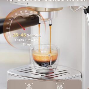 Gevi Espresso Machine 20 Bar High Pressure,Compact Espresso Machines with Milk Frother Steam Wand,Cappuccino & Latte Maker with Volume Control for Home,Espresso Maker，Gift for Coffee Lover