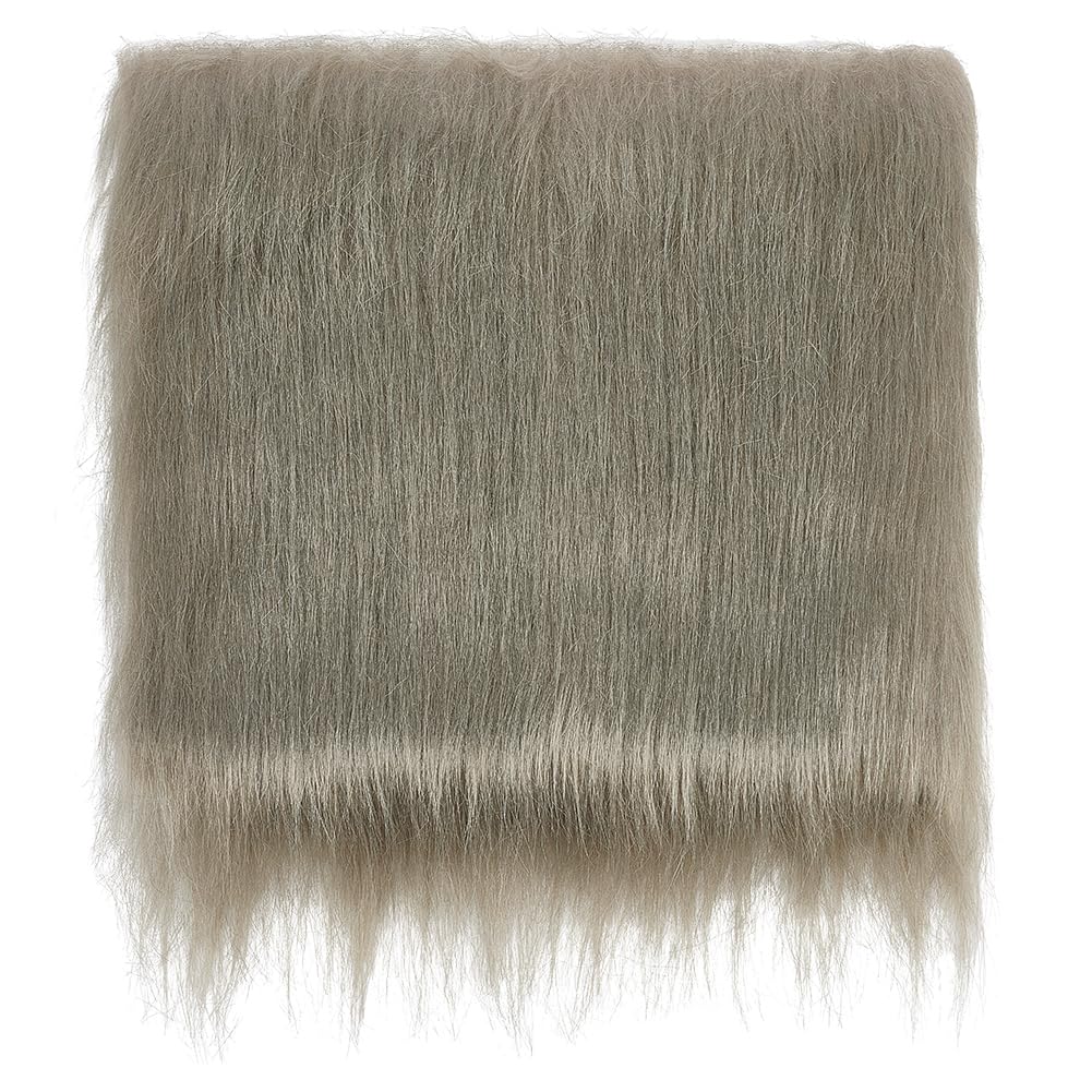 FINGERINSPIRE Faux Fur Fabric 21.7x21.7 Inch Rectangle Shaggy Plush Fluffy Fuzzy Fur Patch Gray Precut Faux Fur Square Fabric Sewing Fur Cuts for Fursuit Cosplay Costume Dwarf Craft Supply Decoration