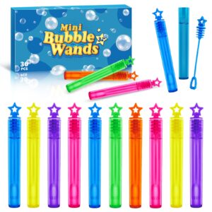 ochido 36 pieces mini bubble wands in 6 colors,bulk party favors for kids,themed birthday,easter,valentine,carnival prizes, wedding, bubble maker toys for kids,outdoor gifts for girls & boys