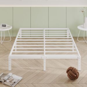 cieemine 12 inch white king size bed frame, heavy duty king size platform bed frame, mattress foundation, no box spring needed, easy assembly, noise-free