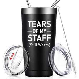 doearte christmas gifts for boss - tears of my staff - boss gifts for men - appreciation, retirement gifts for boss, employees, leader - 20oz boss tumbler