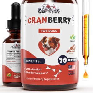 cranberry supplement for dogs - dog uti treatment - dog cranberry supplement - cranberry for dogs - dog uti cranberry - dog uti - uti treatment for dogs - uti dogs - 1 fl oz - bacon flavor