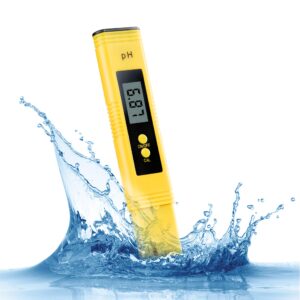 heyaxa digital ph meter for water, 0.01 ph high accuracy pen type ph tester for household drinking water, aquariums, swimming pools, ph range 0-14（yellow)