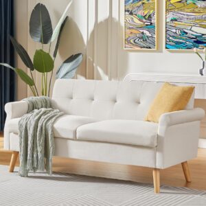 anranni loveseat sofa 64" w small sofa couch, mid century modern love seat couches, 2/3 seater mini sofa for small spaces, comfy deep seat sofa cama for living room, office, bedroom