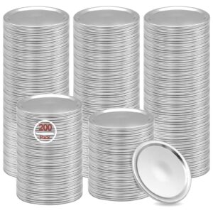 canning lids wide mouth, 200 count 86mm mason jar split-type metal canning lids for ball, kerr, canning jar lids bulk, food grade material reusable leak proof lids with silicone seals rings