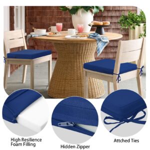 idee-home Outdoor Chair Cushions Set of 4, 17" x 16" Outdoor Cushion Seat Cushion Waterproof Patio Furniture Cushions with Ties, Dining Chair Cushions Chair Pads Dark Cerulean