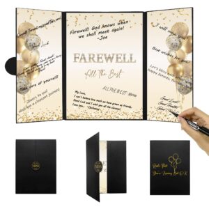 darunaxy black gold farewell party decorations, farewell we will miss you alternative signature guest book for men women going away gifts signing card board for retirement graduation party supplies