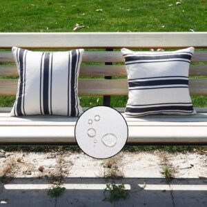 homfreest outdoor pillow cover 16×16 inch set of 2 waterprooof black and beige striped square throw pillowcases outside bench decorations for patio furniture porch sofa car