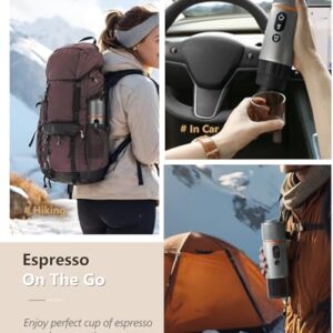 CONQUECO Portable Espresso Coffee Machine: 12V Electric Small Travel Expresso Maker - Self Heating 8 Cups Battery Powered Compatible for Nespresso Capsule - for Camping RV Hiking Office (w/Handbag)