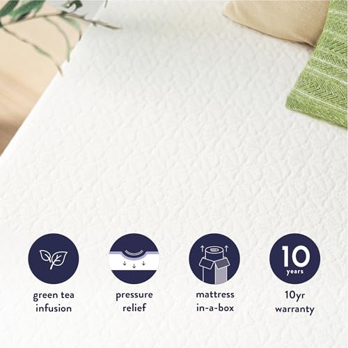 Best Price Mattress 14" Signature Green Tea Memory Foam Mattress, Twin, White