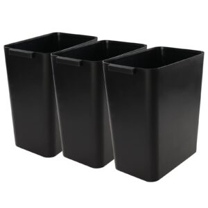 minekkyes 3-pack black 4.5 gallon plastic trash can wastebasket, garbage container bin