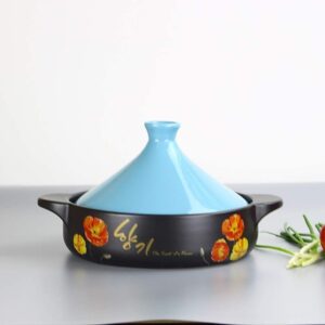 chfkun casserole dishes ceramic moroccan tagine pot,casserole dish with lid,handmade clay pot,braiser pan healthy cookware earthen pot for braising, blue a